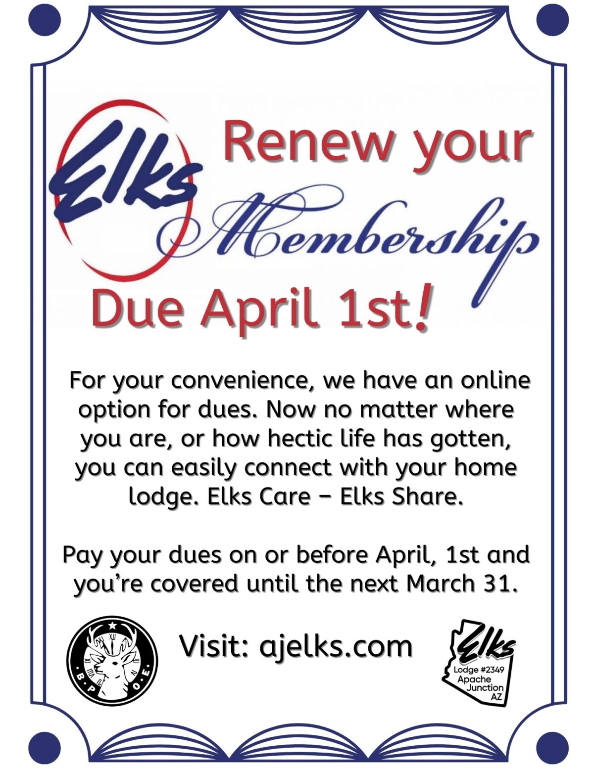 Calendar, Special Events - Apache Junction Elks 2349