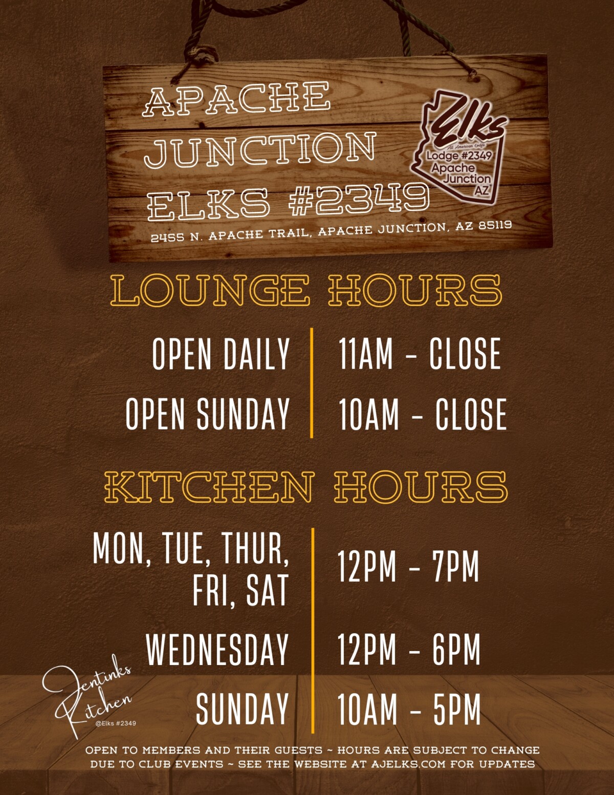 Calendar, Special Events - Apache Junction Elks 2349